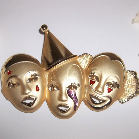 Ajc | Jewelry | Vintage Brooch Three Gold Clowns Jewelry Pin Tack Tac ...